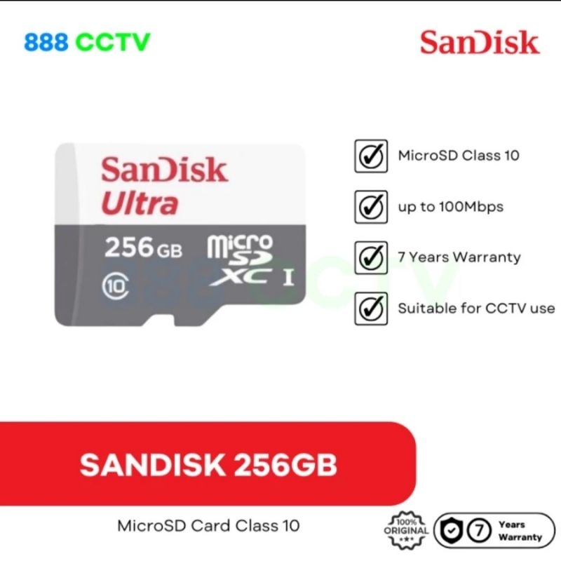 Jual MicroSD 256GB Sandisk Ultra 100MBps Class 10 Garansi Resmi ...