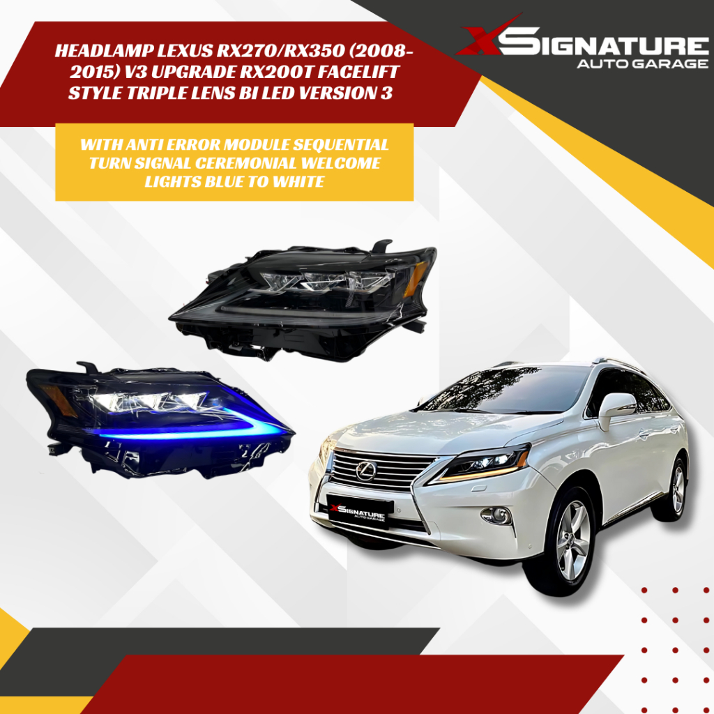 Jual HEADLAMP LEXUS RX270/RX350 (2008-2015) V3 UPGRADE RX200T FACELIFT ...