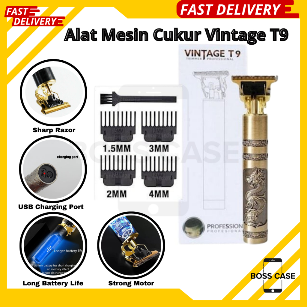 Jual Alat Pemotong Rambut Mesin Cukur Rambut Dan Jenggot Elektrik VINTAGE T9 Alat Potong Rambut ...