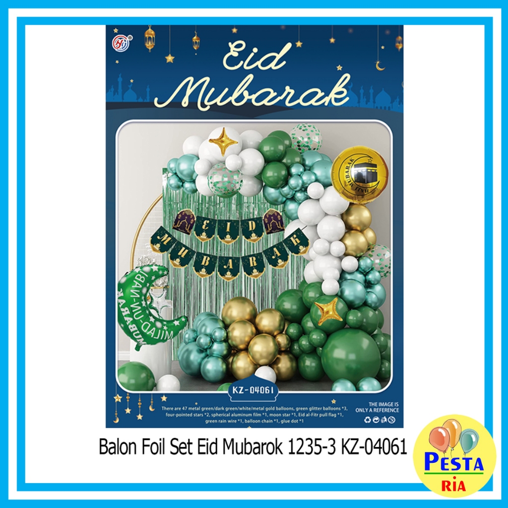 Jual Murah!! (1set) Balon Foil Set Eid Mubarok, balon foil lebaran ...