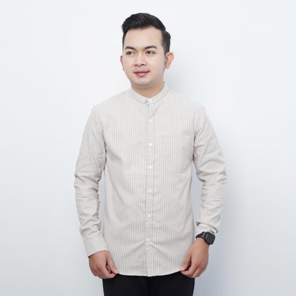 Jual Kemeja Stripe ZARA Krah Koko Pria | Kemeja Salur Sanghai Pria ...