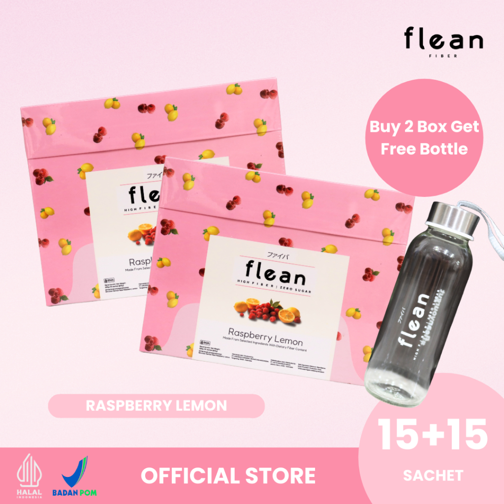 Jual BUNDLE Flean Fiber Raspberry Lemon 2 Box FREE BOTTLE Fiber ...
