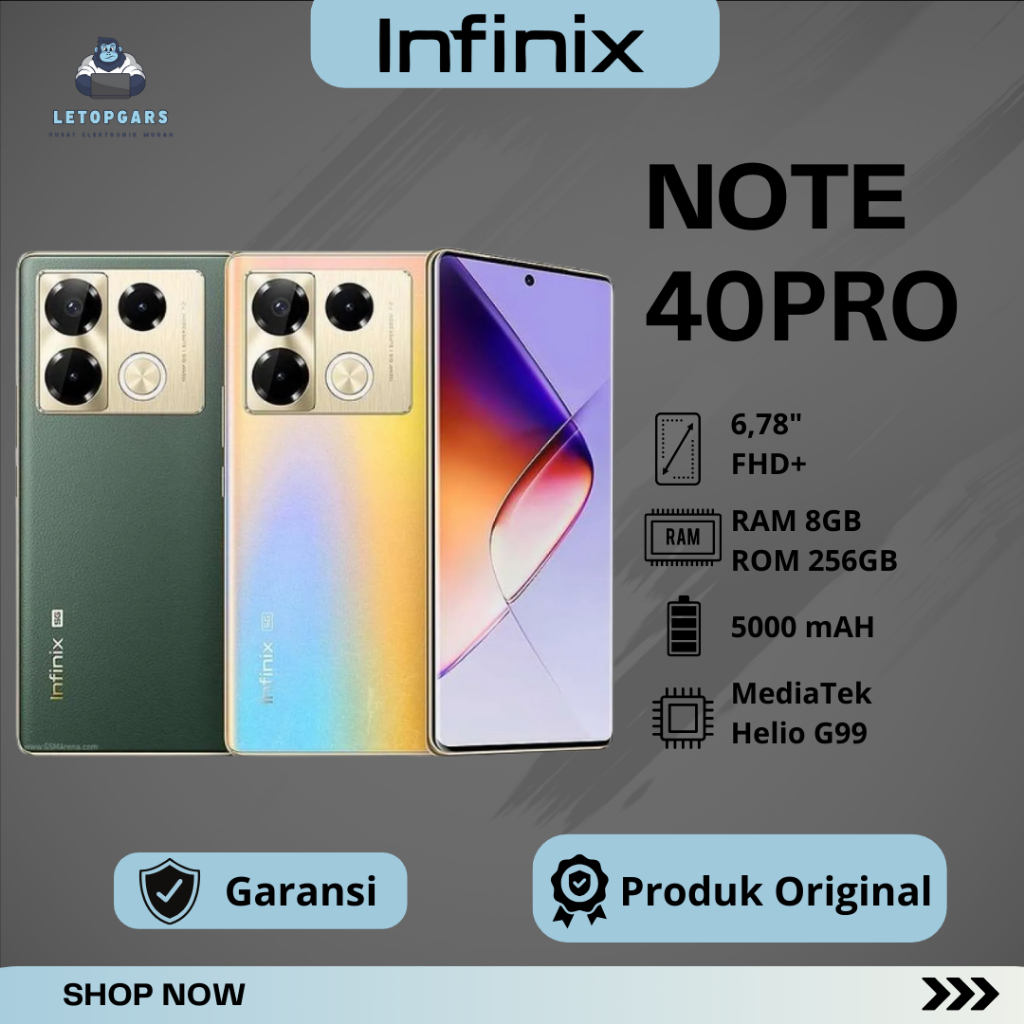 Jual Infinix Note 40 Pro 8/256GB - Up to 16GB Extended RAM - Helio G99 - 6.78” FHD+ | Shopee ...