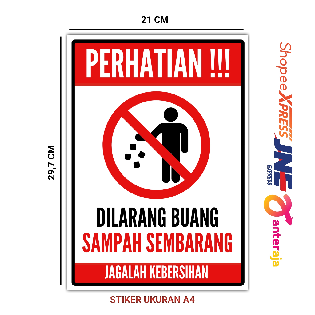 Jual STIKER STICKER DILARANG BUANG SAMPAH SEMBARANG JAGALAH KEBERSIHAN ...