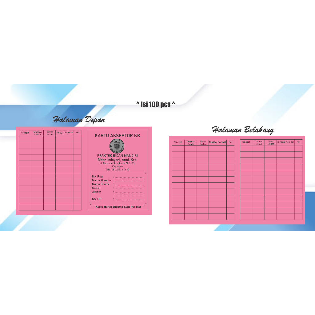 Jual Kartu Akseptor KB Isi 100 pcs | Shopee Indonesia