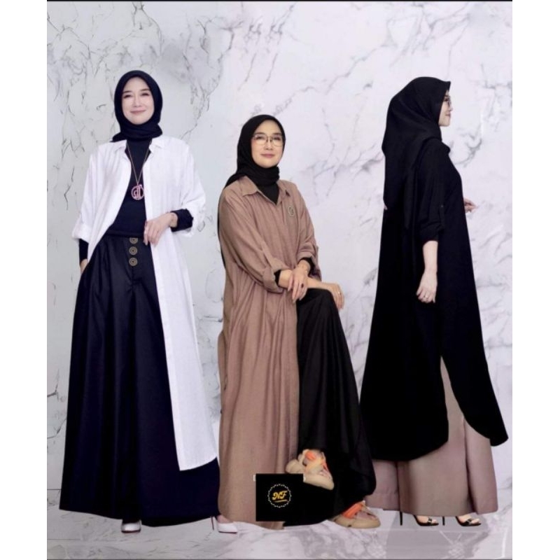 Jual Kemeja Tunik Polos wanita Polo Linen Kancing Depan Long Tunik ...