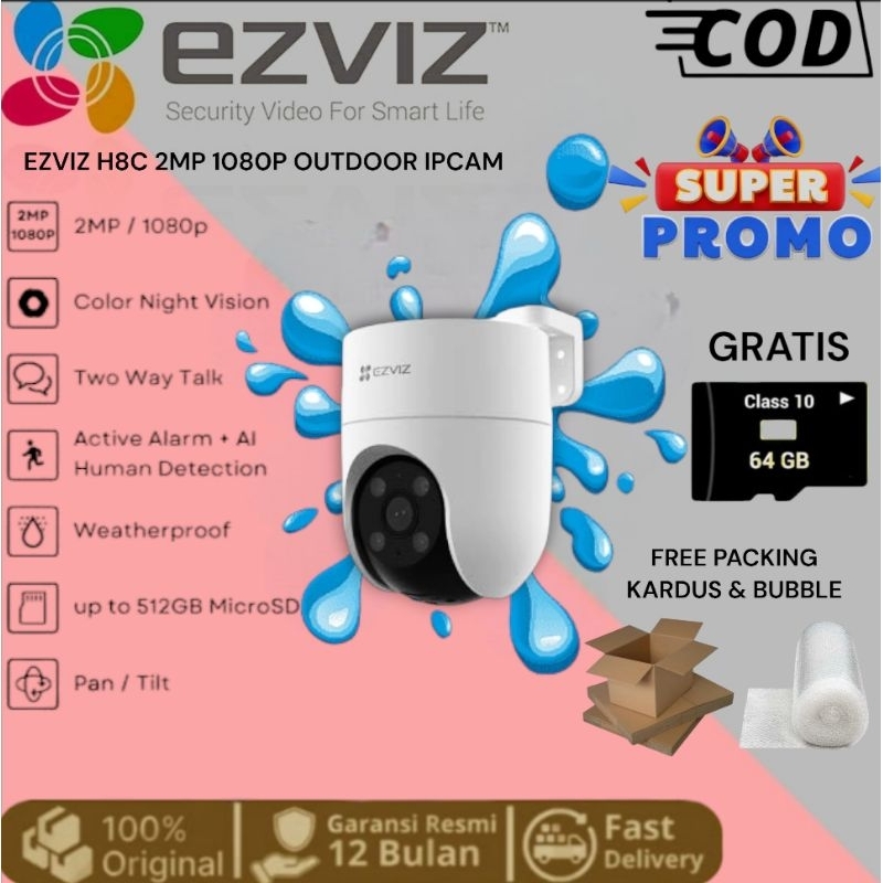 Jual EZVIZ H8C 2MP PANT & TILT CCTV OUTDOOR WiFi IP Camera Color Night ...