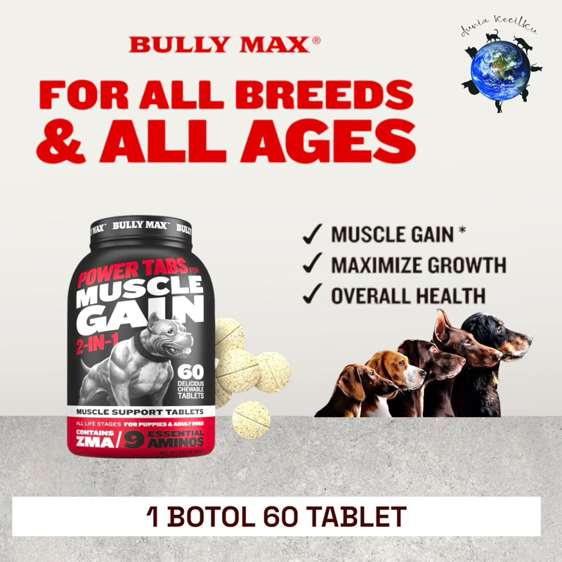 Jual Bully Max Power Tabs Muscle Gain - Weight Gain - Suplemen Anjing ...