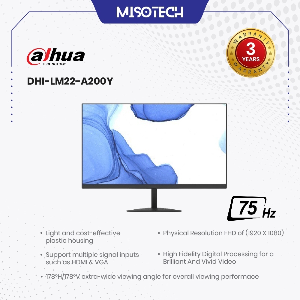 Jual Dahua DHI-LM22-A200Y Monitor LED 22 Inch Full HD Panel VA Speaker ...