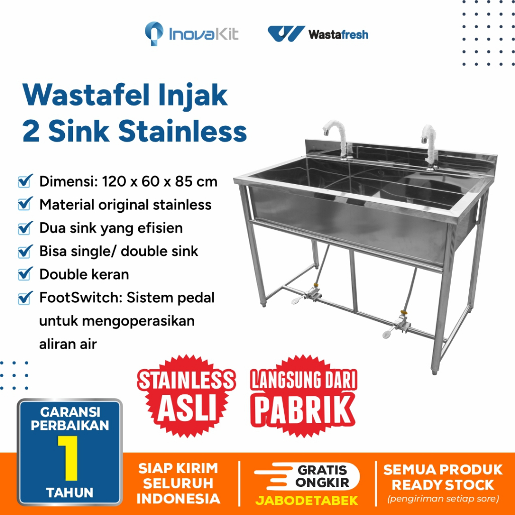 Jual Wastafel 2 Sink, washtafel injak stainless | Shopee Indonesia