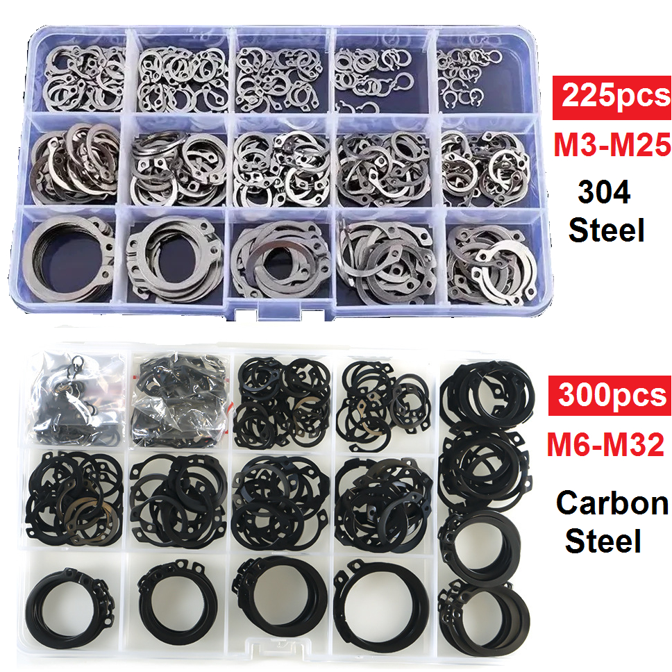 Jual Set Cincin Klip-C Ring Assortment Kit Stainless Steel 304 225 Pcs ...
