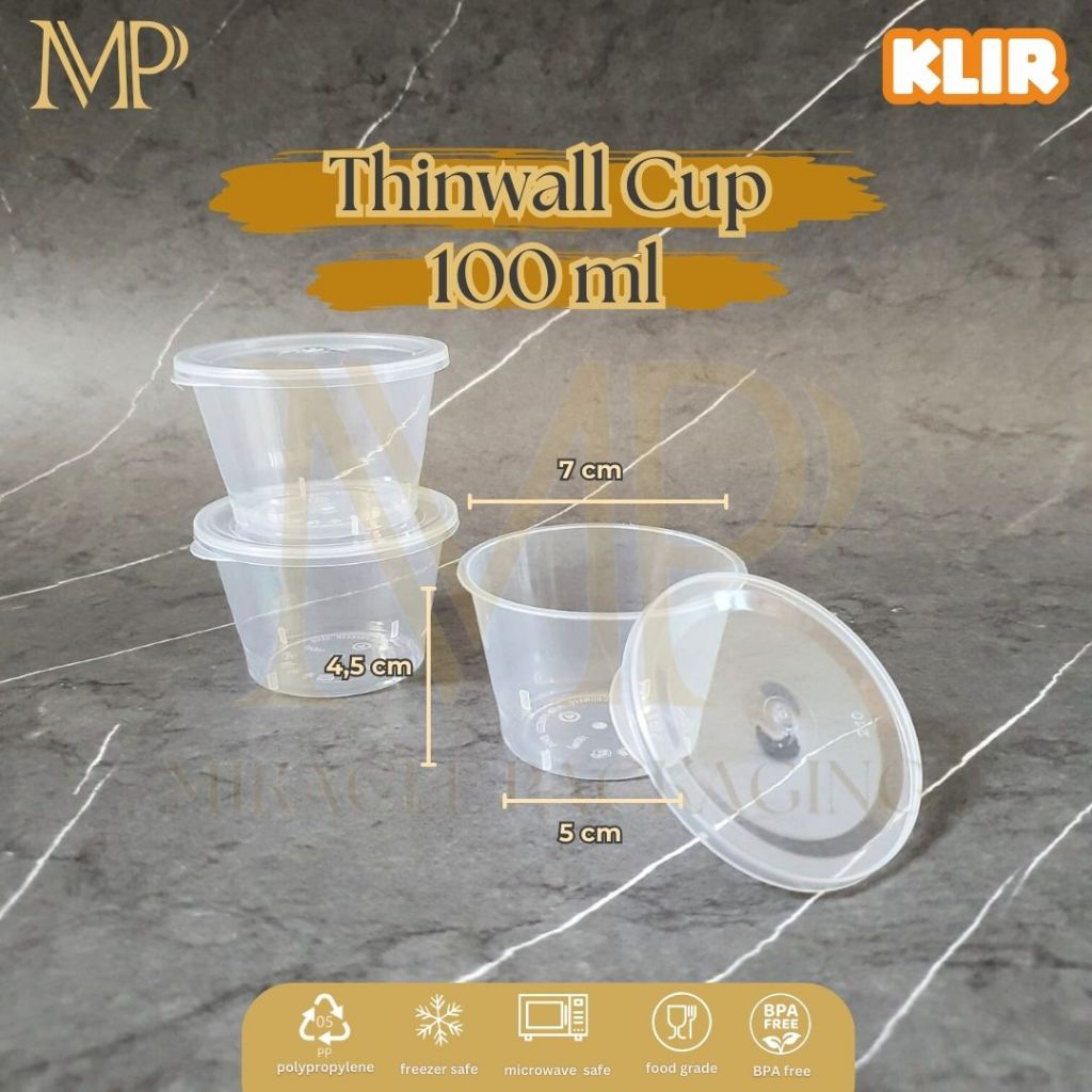 Jual Cup Puding 100ml KLIR / Thinwall Cup 100ml / Cup Pudding Jelly Agar / Gelas Jelly 25 pcs ...