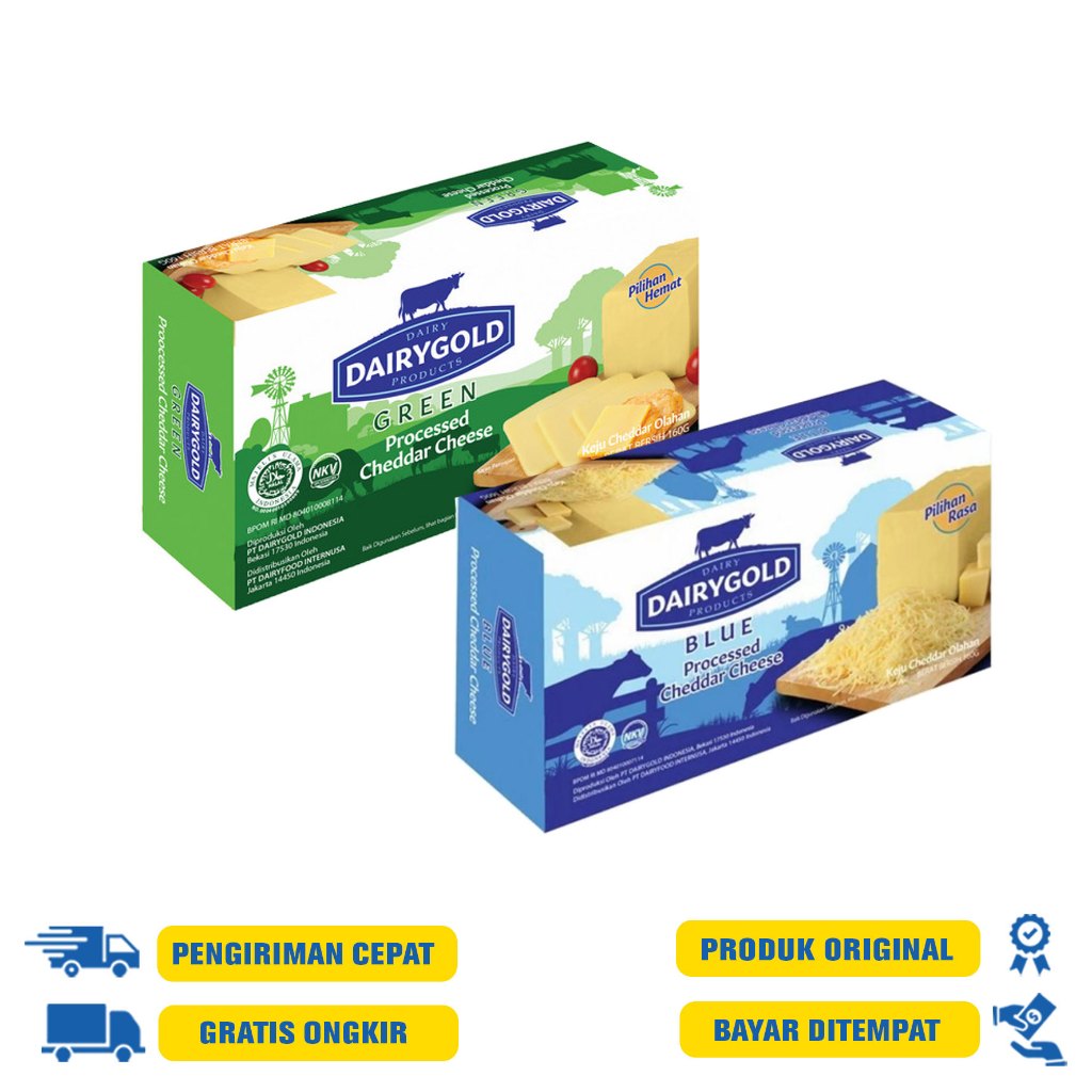 Jual Dairy Gold keju Cheddar Olahan - Blue 170 G.R | Green 160 G.R ...