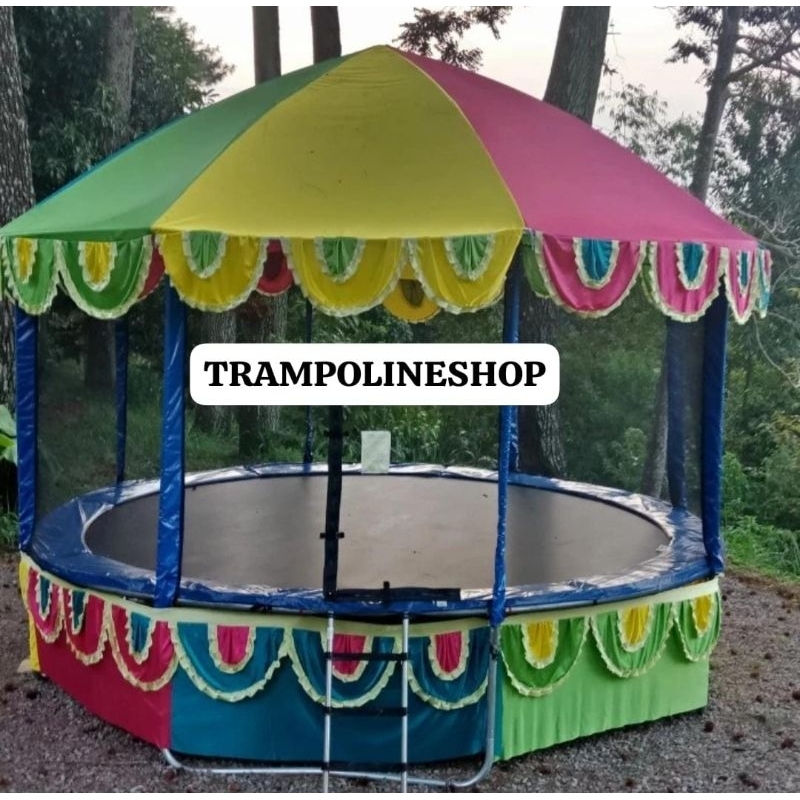 Jual Trampoline Bulat 14 Feet Plus Atap Rangka Besi Melengkung | Shopee ...