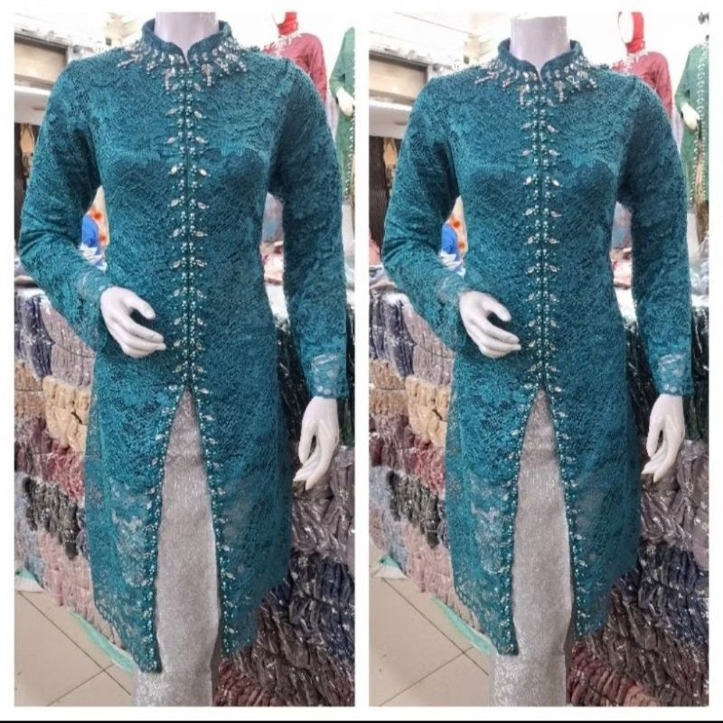 Jual kebaya stelan songket sanghai tunik brokat kombinasi payet kebaya ...