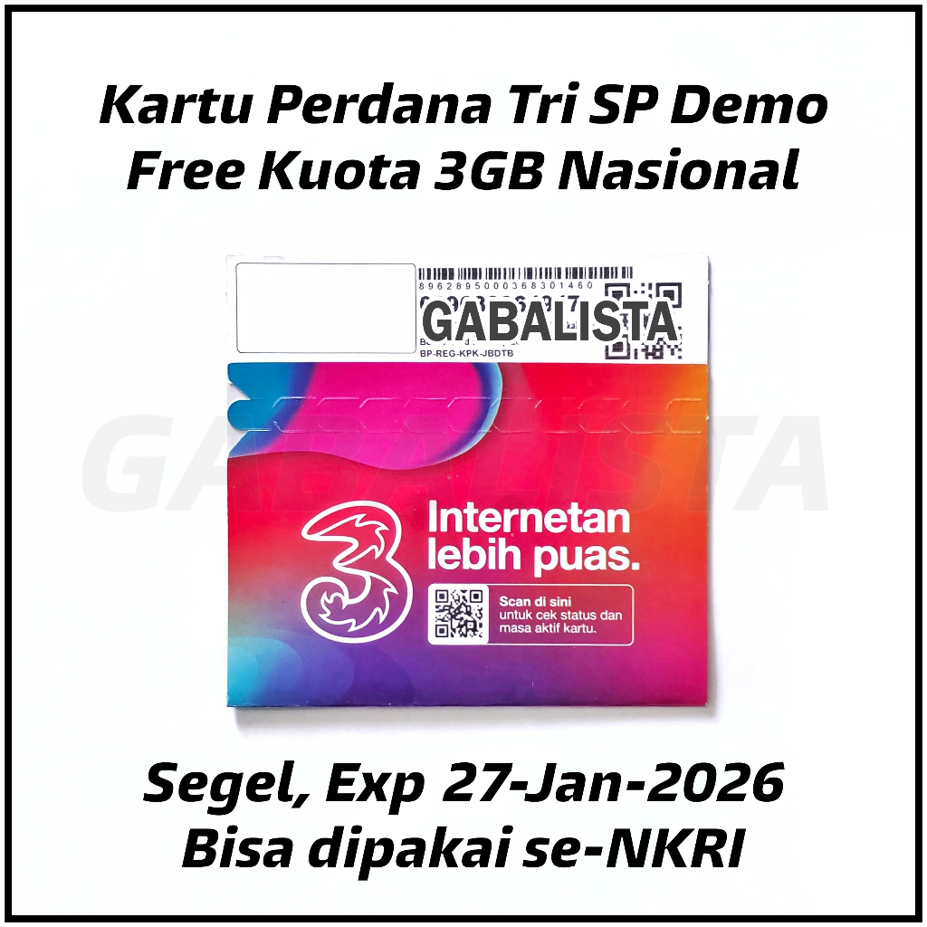 Jual Kartu Perdana Tri / 3 / Three Bonus Kuota 3GB Nasional | Shopee Indonesia