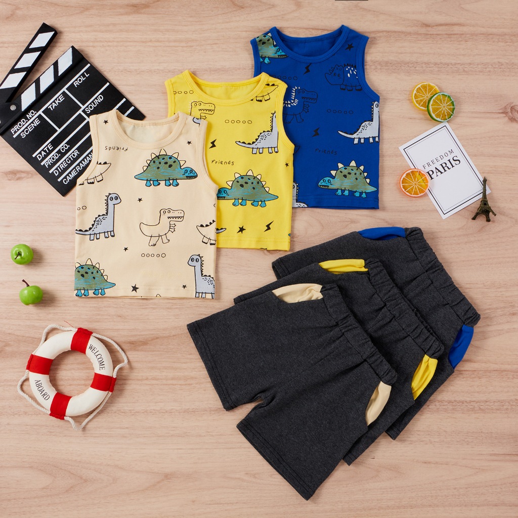 Jual ALFRED KIDS BAJU BABY SETELAN SINGLET DINOSAURUS | Shopee Indonesia