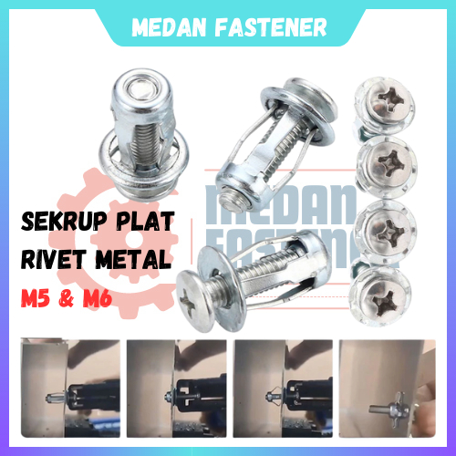 Jual Jack Nut Rivet Nut Plat Metal Mur Baut Drat Sekrup Fisher M5 M6 ...