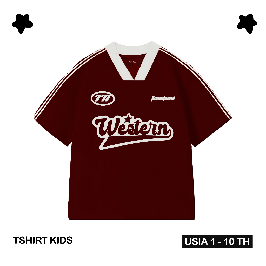 Jual ChildOfNation Tshirt Kids V-line Western Maroon Kaos Anak Unisex ...