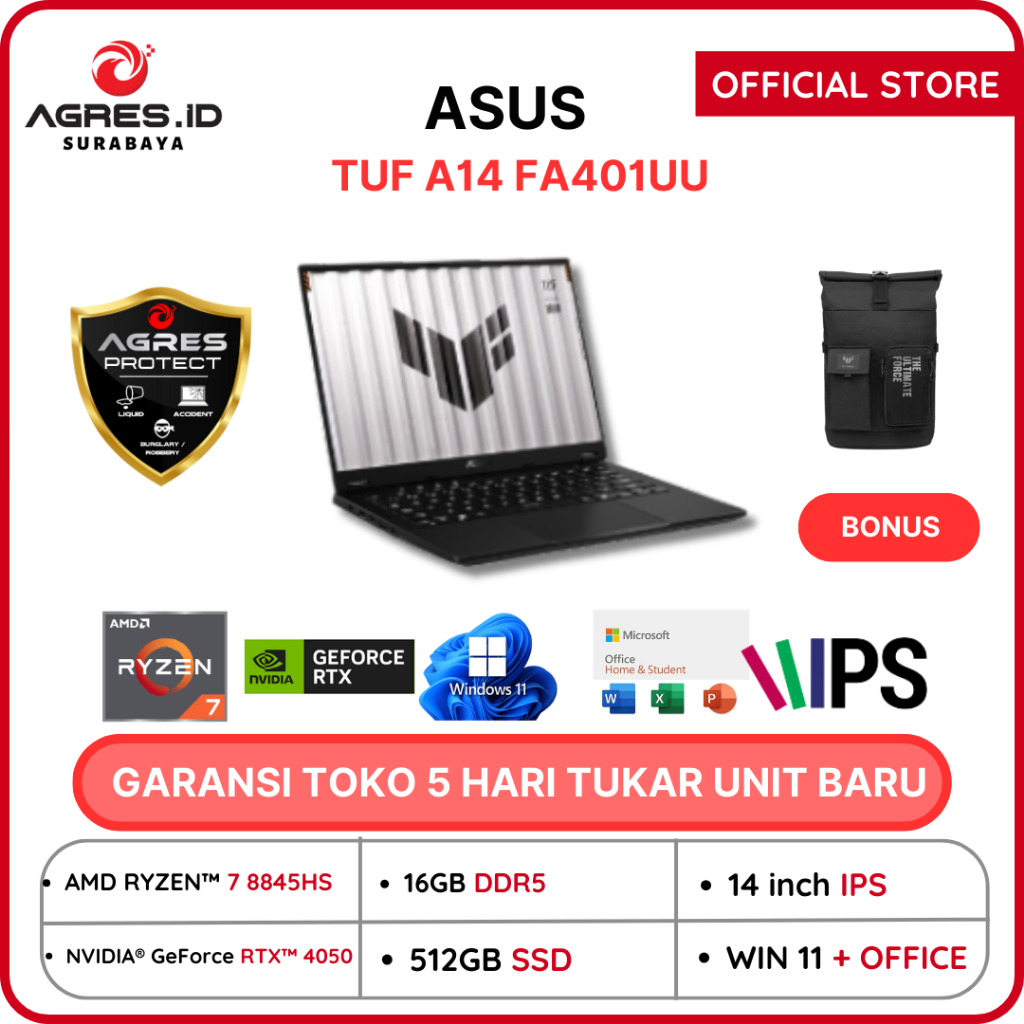 Jual ASUS TUF A14 FA401UU RYZEN 7 8845HS RTX4050 6gb/ 16gb 512gb ...