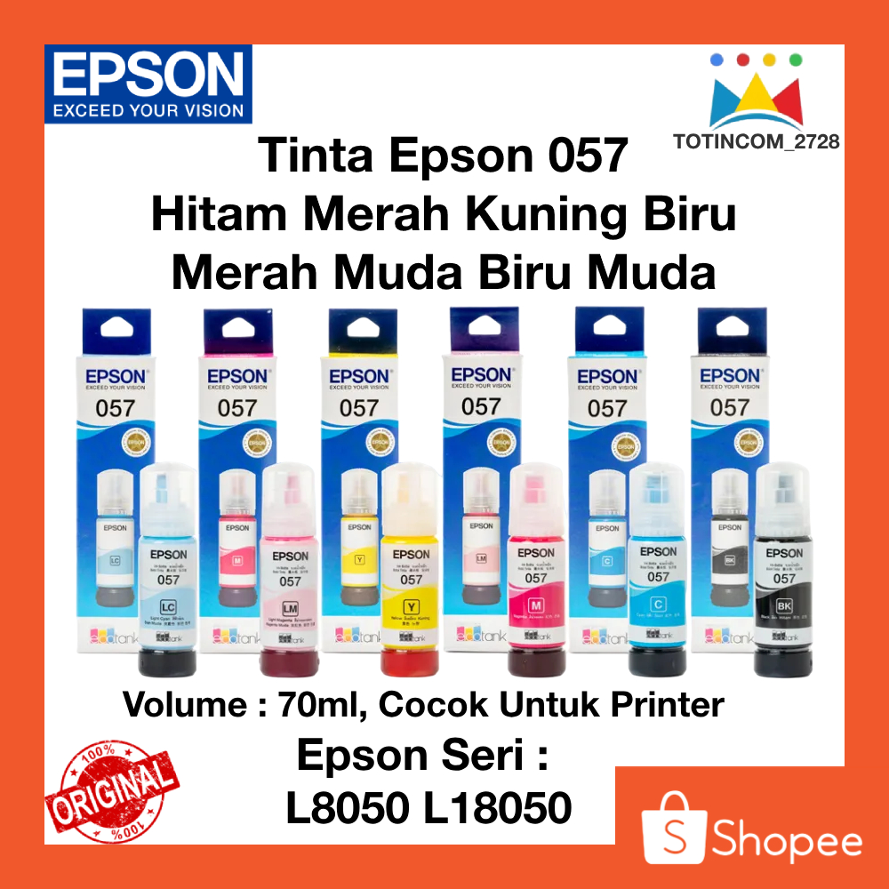 Jual Tinta Epson 057 Original Untuk Printer Epson L8050 L18050 ada varian tanpa dus | Shopee ...