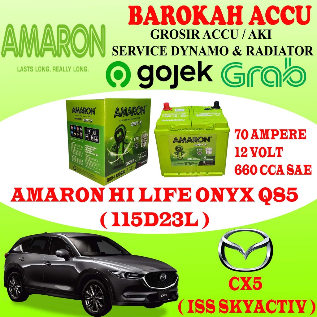Jual AKI MOBIL MAZDA CX5 ( ISS SKYACTIV ) AMARON ONYX Q85 / 115D23L , 70 AH | Shopee Indonesia