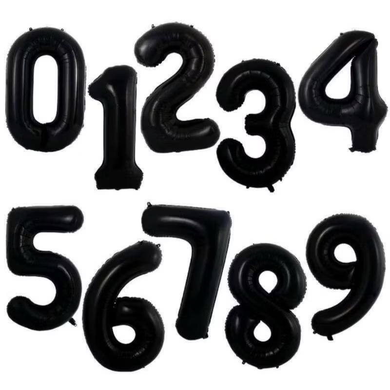 Jual (1pcs) Balon Foil Angka HITAM 40 cm / Balon Angka Ulang Tahun ...