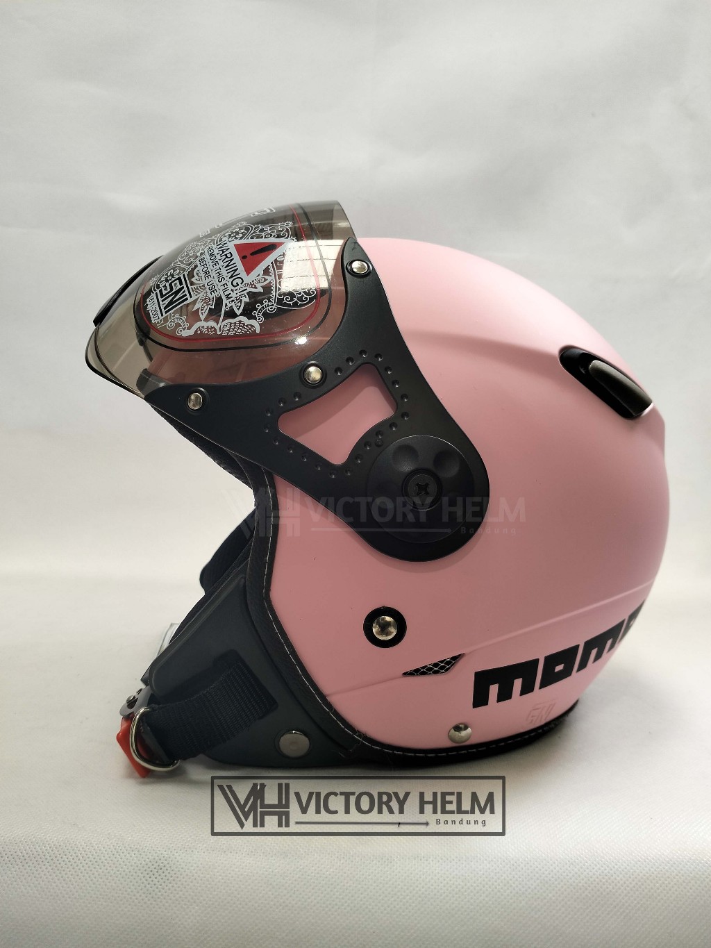 Jual Helm Jpn Momo Kaca Pilot pink pastel Dop | Shopee Indonesia