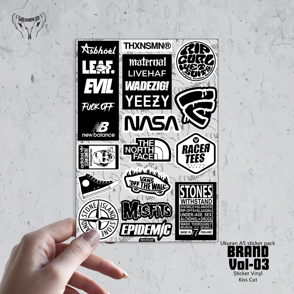Jual Sticker Pack BRAND Tumblr Helm Laptop Lokal VOL3 BLACK & WHITE ...