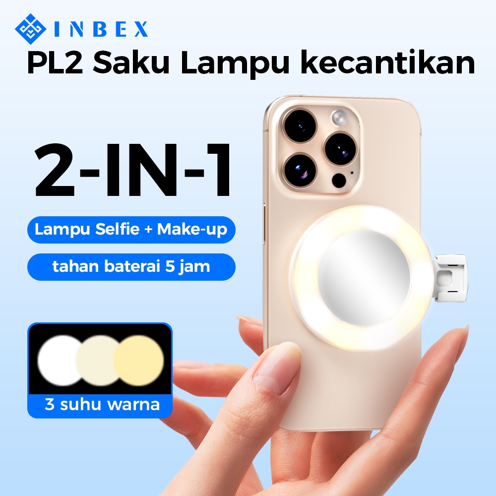 Jual INBEX PL2 Lampu Selfie Hp Pocket Portable Selfie Lampu Ring light Mini Led Lighting Konten ...