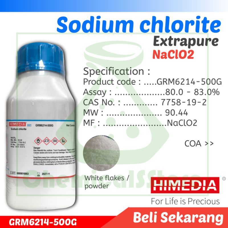 Jual Sodium chlorite | Natrium klorit | NaClO2 | Extrapure Himedia ...