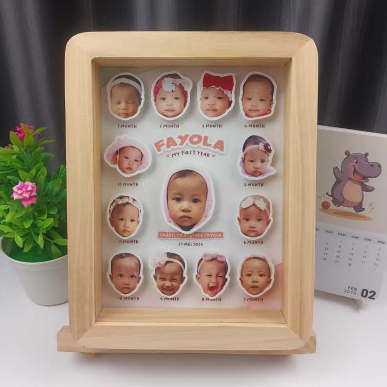 Jual MINI MILESTONE FRAME BAYI 13 FOTO UKURAN 6R KAYU | Shopee Indonesia
