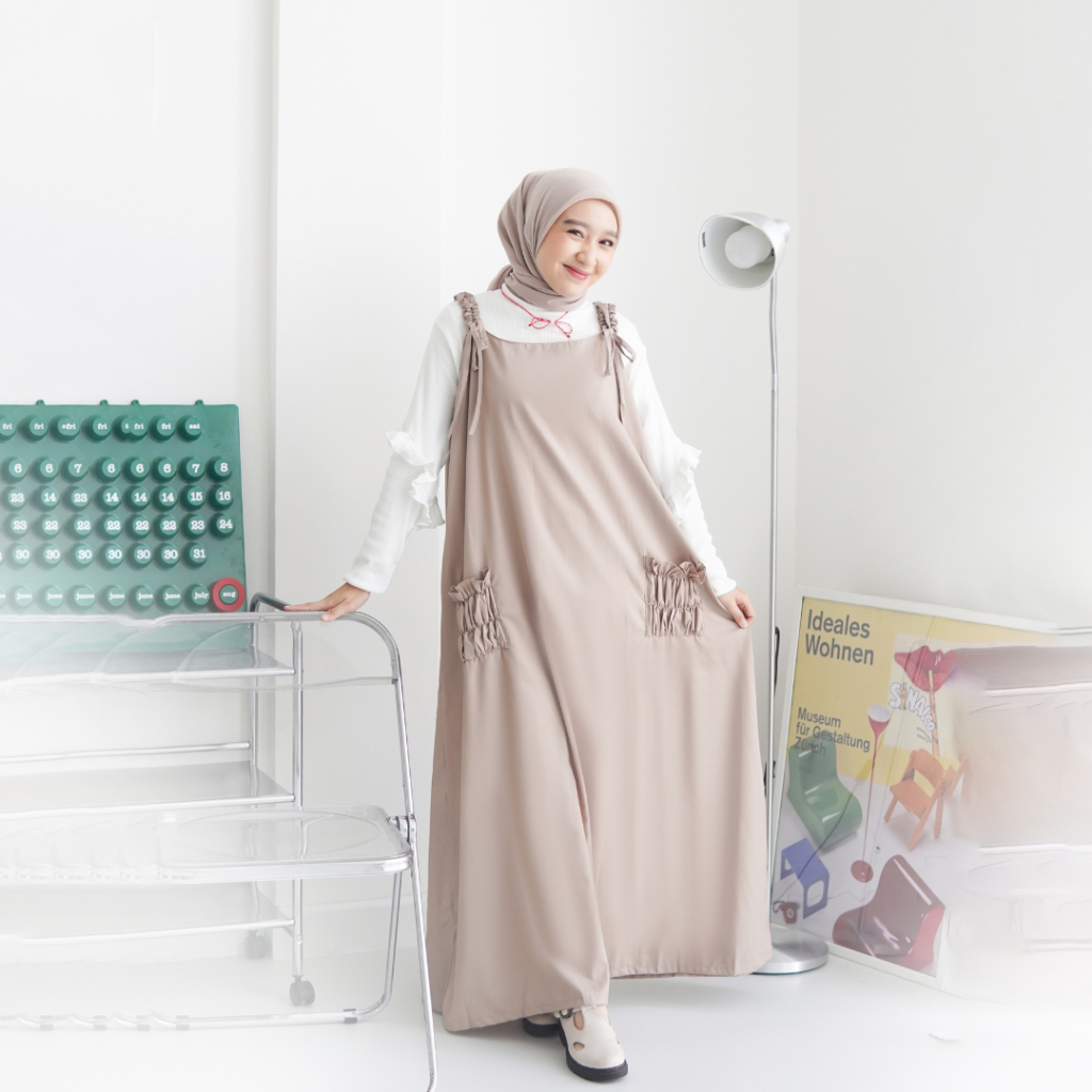 Jual Tsabine - Keiko Overall Gamis Wanita Baju Kodok Katun Toyobo Polos ...