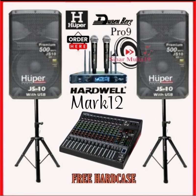 Jual Paket Sound System Huper js10 Mixer 12 Ch Hardwell Mark12 Mic ...