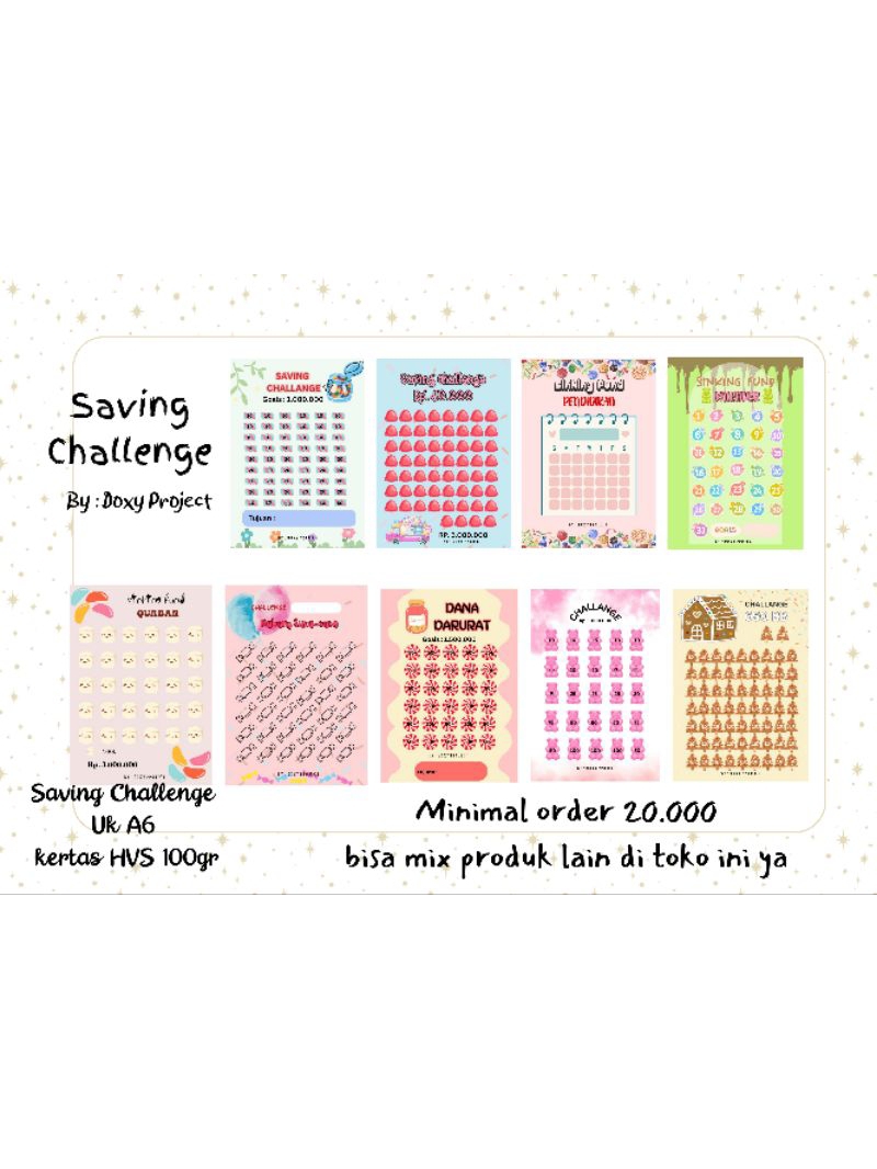 Jual Kertas Menabung Saving Challenge Candy Series | Shopee Indonesia