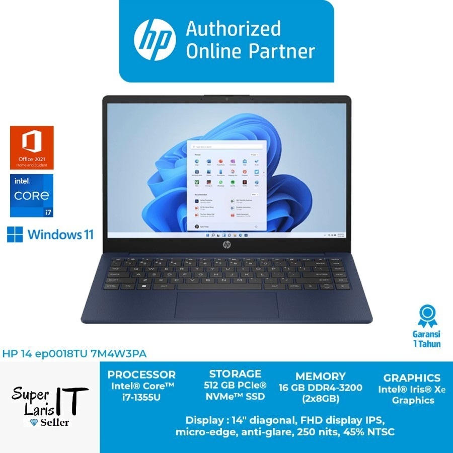 Jual HP Laptop 14-ep0018TU intel core i7-1355U ram 16GB ssd 512GB 14 ...