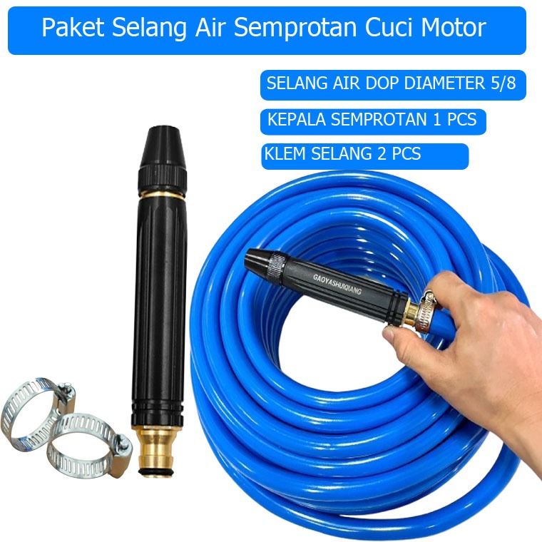 Jual Paket Selang Semprotan Air Semprot Cuci Motor Mobil Siram Taman DOP Selang diameter 5/8 ...
