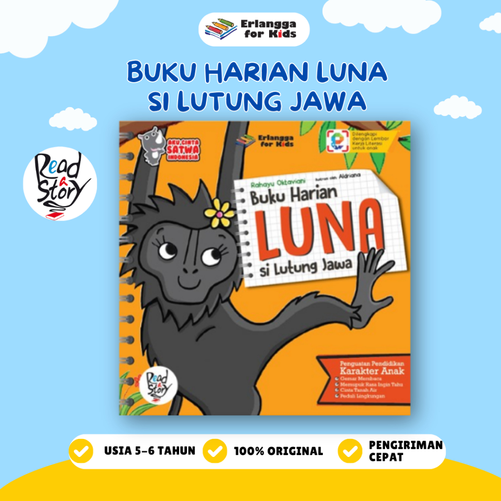 Jual [Erlangga] Buku Cerita Anak: Seri Satwa Indonesia : Luna Si Lutung Jawa | Shopee Indonesia