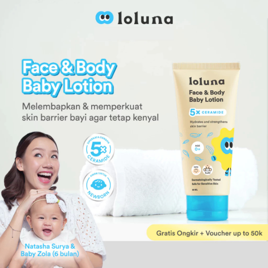 Jual Loluna Face & Body Baby Lotion 5x Ceramide 80 ml | Shopee Indonesia