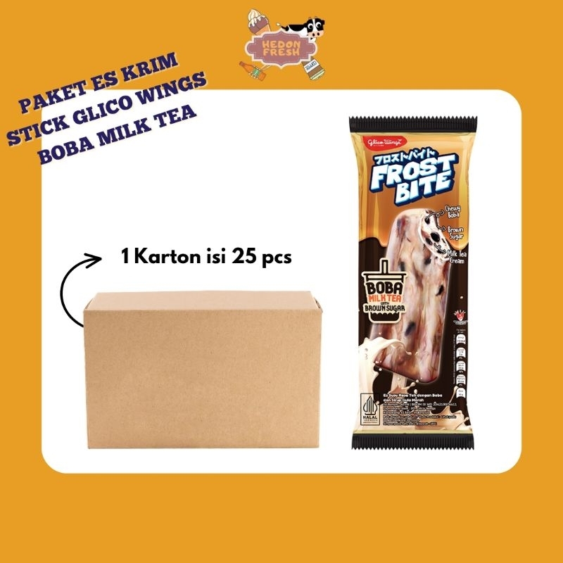 Jual Paket Es Krim Stik Glico Wings Frostbite Boba Milk Tea | Shopee ...
