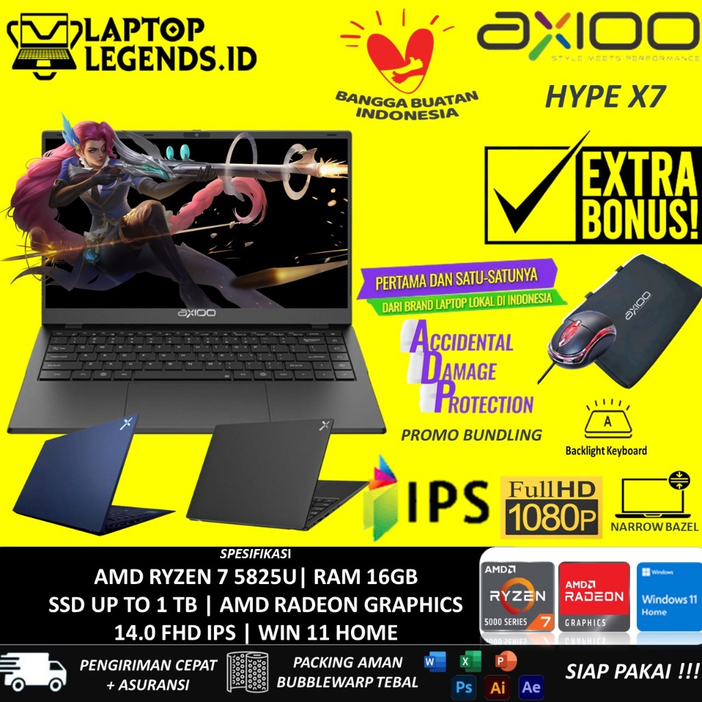 Jual Laptop Axioo Hype 7 X7 AMD Ryzen 7 5825U 32GB RAM 512GB SSD Radeon RX Vega 8 14.0 FHD IPS ...