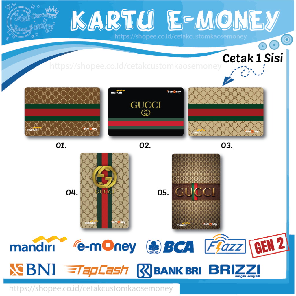 Jual KARTU EMONEY ETOLL GAMBAR KUMPULAN BRAND GUCCI 1 EMONEY MANDIRI ...
