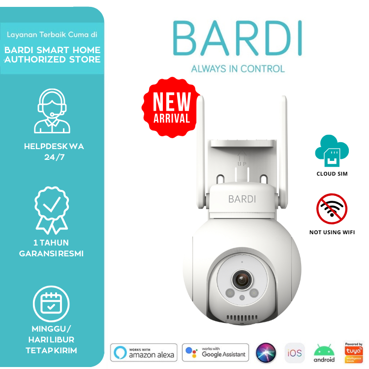Jual BARDI IP Camera Outdoor PTZ with Cloud SIM CCTV 355° View Pan Tilt ...