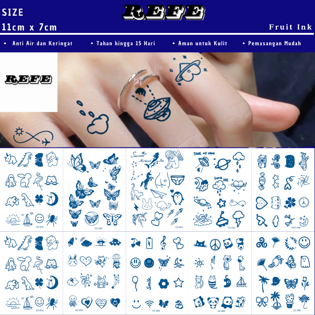 Jual Tato Temporary Mini Waterproof - Desain Cute & Aesthetic, Tahan ...