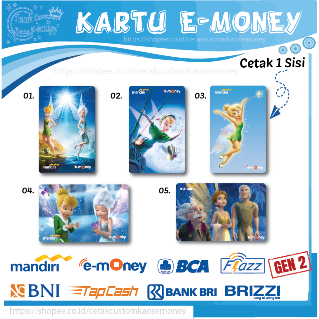 Jual KARTU E MONEY E TOLL GAMBAR TINKERBELL KARTUN DISNEY EMONEY ...
