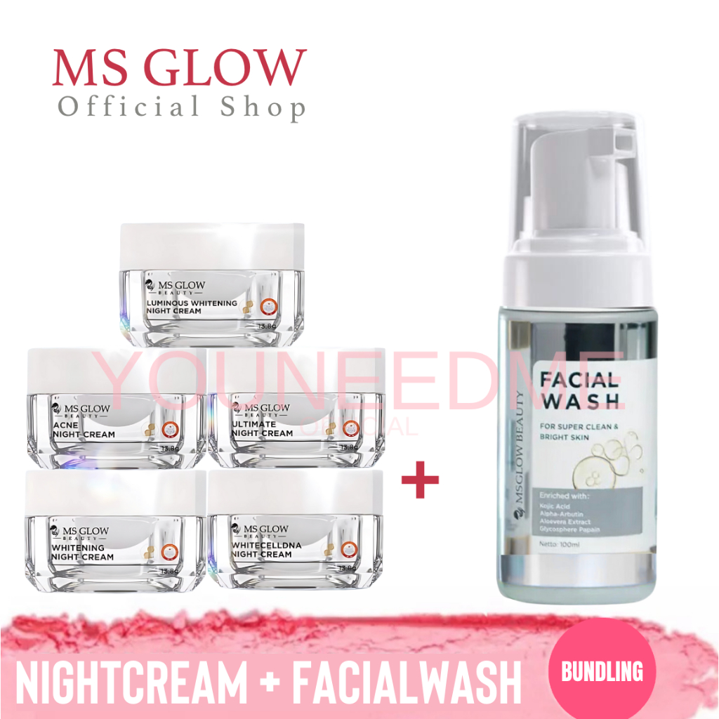 Jual MS GLOW BUNDLING FACIAL WASH DAN NIGHT CREAM | Shopee Indonesia