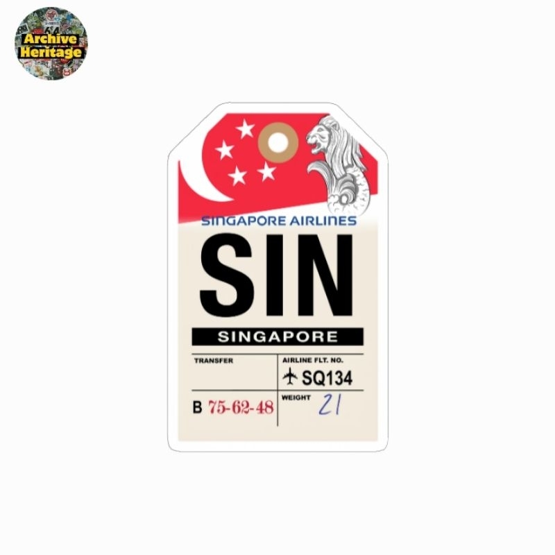 Jual sticker SIN Airport Singapore Airlines label luggage tag ...
