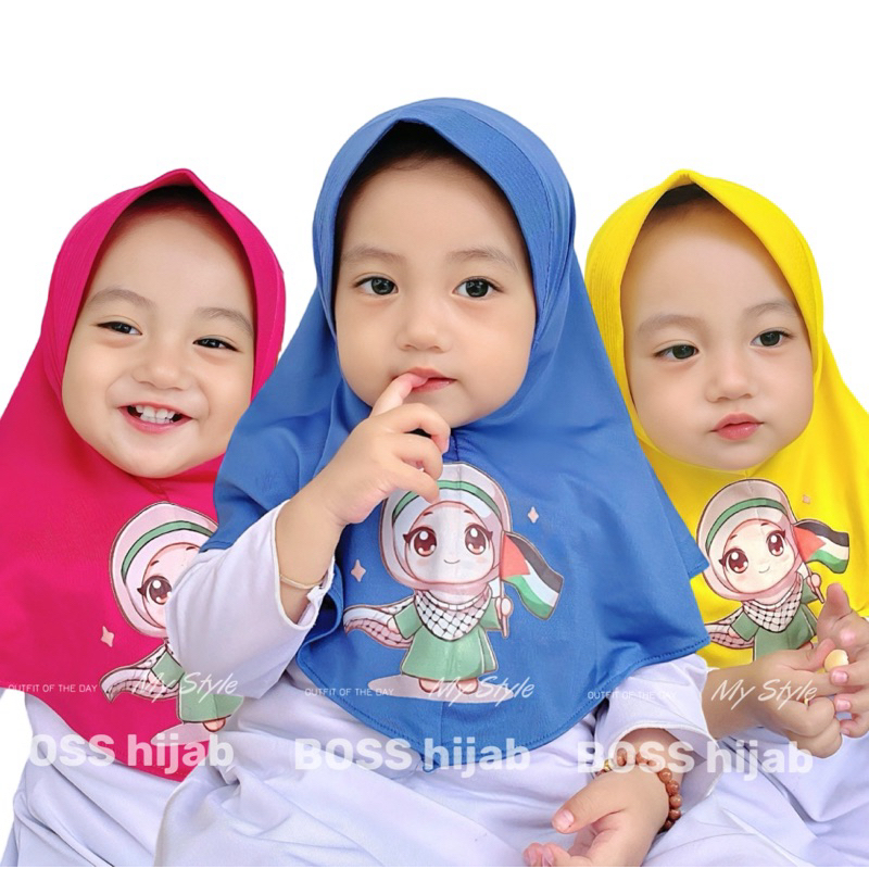 Jual hijab bergo daily anak karakter anak palestine usia 0-8th | Shopee ...
