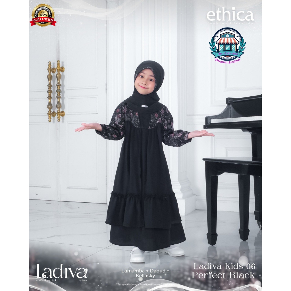 Jual Ethica Sarimbit Keluarga Lebaran 2025 Gamis Anak Premium Termurah Ladiva Kids 06 Hitam ...