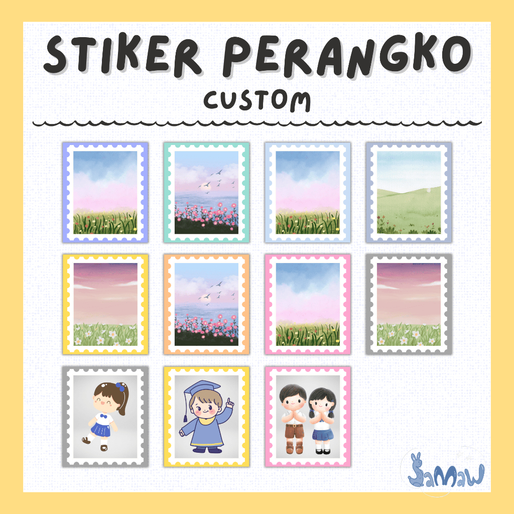 Jual Stiker Perangko Custom | Stiker Perangko | Sticker Journaling ...